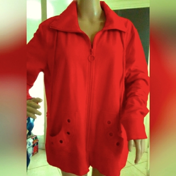 Coral Bay | Jackets & Coats | Bnwot Ladies Red Jacket By Coral Bay Zip ...